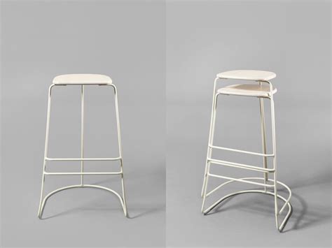 Minus Tio Citizen Ghost Stackable Stool In Steel And Wood Stackable