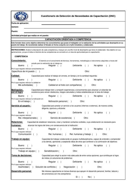Formato Dnc Pdf Desarrollo Personal