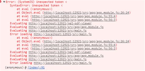 systemjs unexpected token