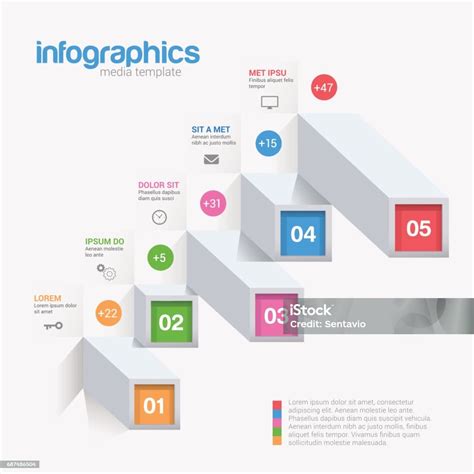 5 그래픽 표시기 색 Infographics 이랑 템플릿 바 슈퍼 세련 된 3d 이미지 Infographic 배경 개념 컬렉션입니다 0명에 대한 스톡 벡터 아트 및 기타
