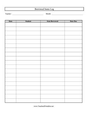 Borrowed Items Log