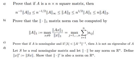 A Prove That If A Is A N X N Square Matrix Then N Chegg