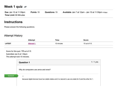 Quiz Week 1 Quiz Quiz 1 Week 1 Quiz Due Jan 10 At 1159pm Points 15