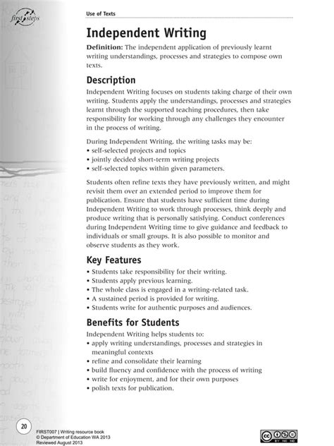 First Steps Writing Resource Book Pdf Secondary Education Education