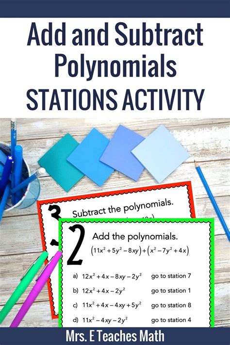 Add And Subtract Polynomials Activity Digital And Print Polynomials Polynomials Activity