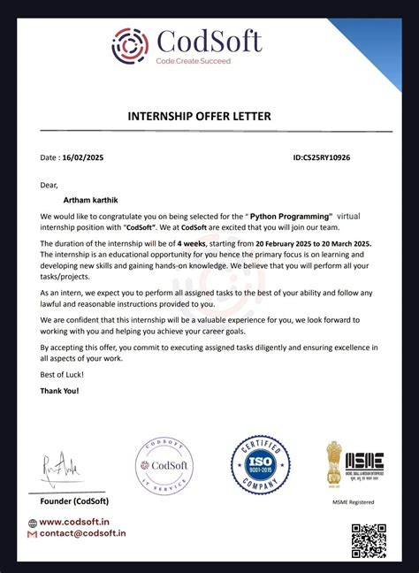 Codsoft Artham Karthik