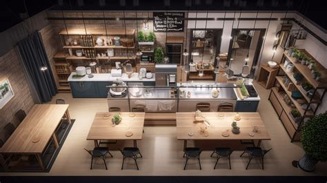 3d 렌더링으로 커피숍 카페 라운지의 높은 각도 보기 레스토랑 인테리어 카페 인테리어 카페 레스토랑 배경 일러스트 및 사진 무료 다운로드 Pngtree