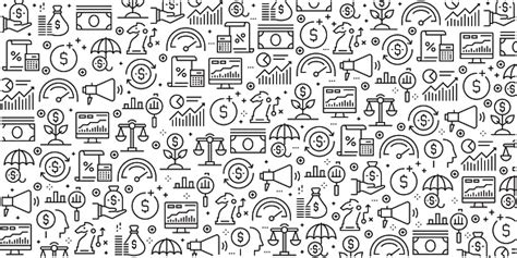 트렌디한 선형 스타일투자 수익에 대 한 디자인 서식 파일의 요소 벡터 집합 투자수익에 관련 된 선형 아이콘으로 원활한 패턴 벡터 배경 주제에 대한 스톡 벡터 아트 및 기타