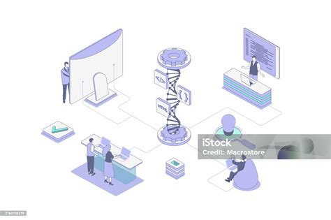 Web Development Isometric Concept In Outline Isometry Design For Web People Prototyping Website
