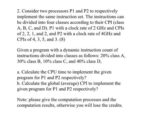 Solved 2 Consider Two Processors P1 And P2 To Respectively