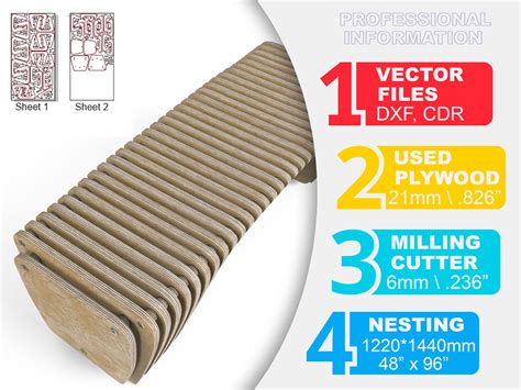 Parametric Bench Cnc Router Files For Wood Cnc Dxf Cut Files Cnc Parametric Furniture Files