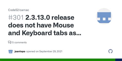 Release Does Not Have Mouse And Keyboard Tabs As Older Releases Issue Code