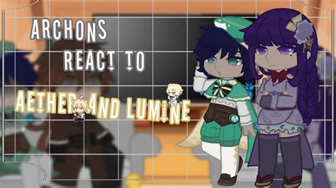 Archons react to Aether and Lumine Male Mc Pl Eng ᴍᴀᴡɪᴋᴏᴛʏ YouTube