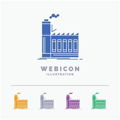 Factory Industrial Industry Manufacturing Production 5 Color Glyph Web Icon Template