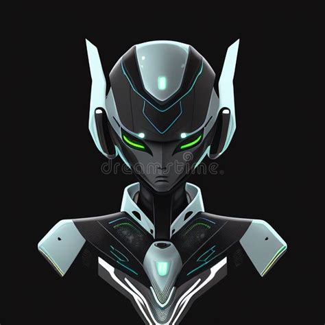 Robot Working With A Laptop In Front Of A Binary Code Background Stock Illustration