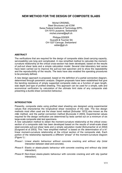 PDF New Method For The Design Of Composite Slabs