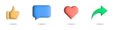 3d 스타일의 소셜 미디어 아이콘 엄지 손가락 공유 및 댓글 3d 기호처럼 벡터 일러스트레이션 기포에 대한 스톡 벡터 아트 및 기타 이미지 Istock
