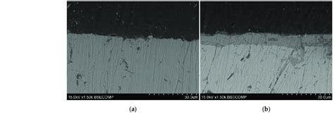 Sem Cross Section Micrographs Of Uncoated Steel Before A And After Download Scientific
