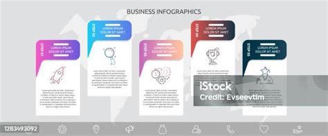 5단계 레이블이 있는 인포그래픽 차트 다이어그램 비즈니스 웹 배너 워크플로 레이아웃 프레젠테이션 정보 그래프 타임 라인 콘텐츠 수준 차트 프로세스 다이어그램에 사용되는 벡터
