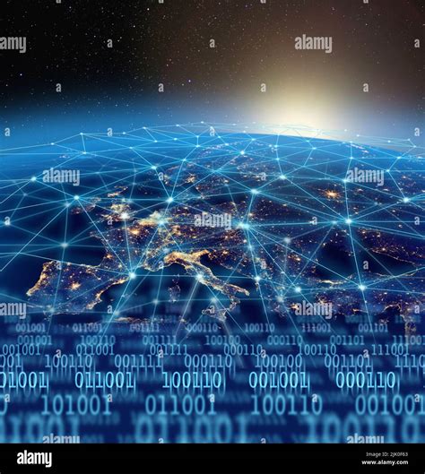 Global Digital Network Binary Data Flow In Dark Background Abstract Technology Concept Some