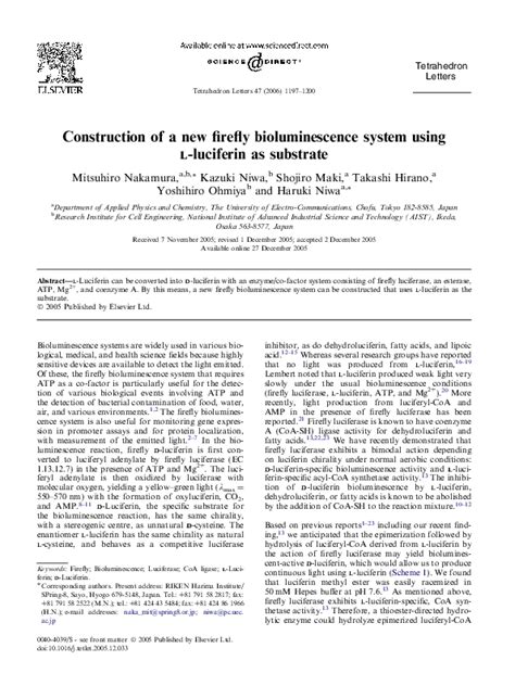 Pdf Construction Of A New Firefly Bioluminescence System Using L