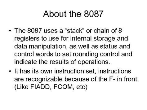 8087 Instruction Set And Examples About The