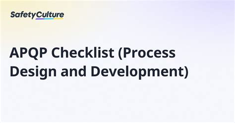 Apqp Checklist Process Design And Development Free Template Apqp Checklist Process Design And Development Free Template