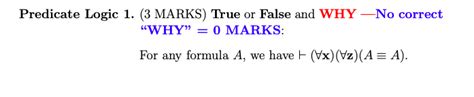 solved predicate logic 1 3 marks true or false and why
