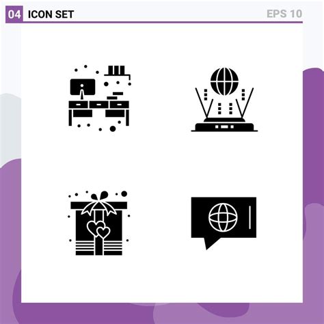 4 Universal Solid Glyphs Set For Web And Mobile Applications Work Place