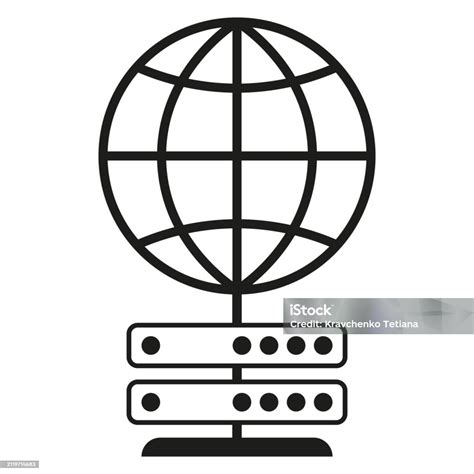 글로벌 데이터 서버 아이콘입니다 네트워크 인프라 기호입니다 인터넷 연결 표현 벡터 일러스트 레이 션입니다 주당순이익 10