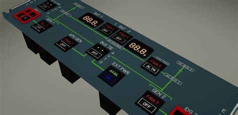 3d Model Airbus A320 Overhead Electrical Panel Vr Ar Low Poly