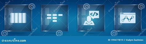 Set Color Palette Guide Site Map Front End Development And Website Statistic Square Glass