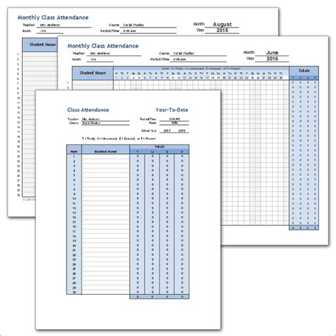 Class Attendance Template Full Babe Year