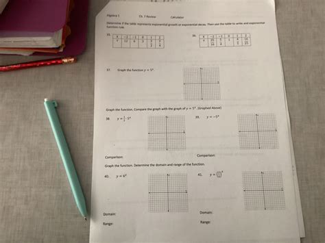Algebra 1 Chapter 7 Review Determine If The Table Represents Exponential Growth Or Exponential