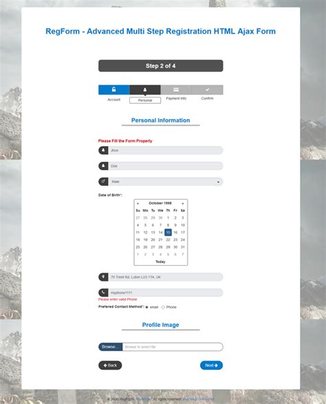 Regform Advanced Multi Step Registration Html Ajax Form By Mgscoder