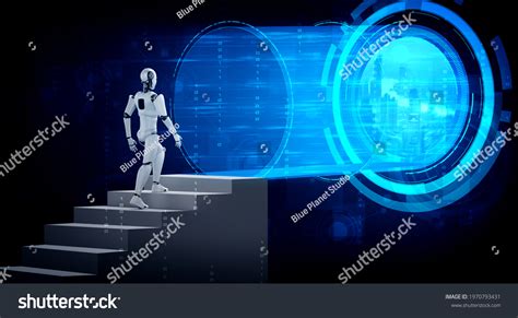 3d Rendering Robot Humanoid Walk Stair ภาพประกอบสต็อก 1970793431 Shutterstock