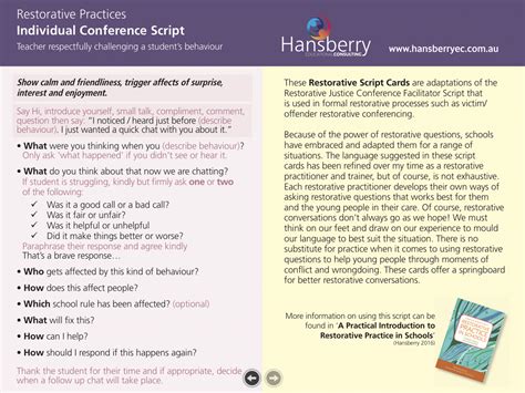 Restorative Practices Script Cards Hansberryec Restorative Practices Script Cards Hansberryec