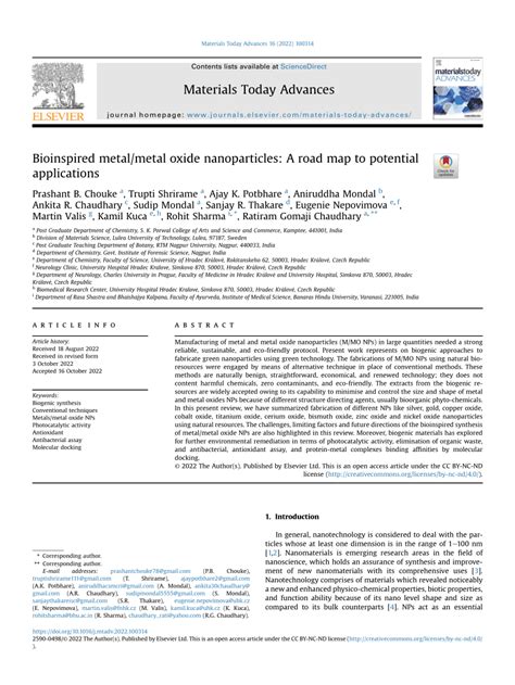 Pdf Bioinspired Metalmetal Oxide Nanoparticles A Road Map To