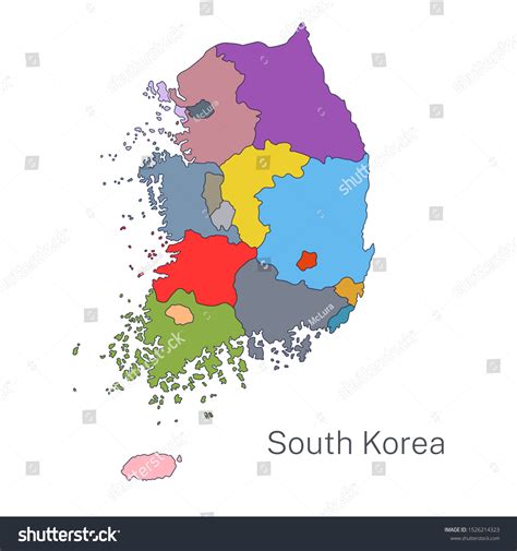 Vector Detailed Map South Korea Regions Stock Vector Royalty Free