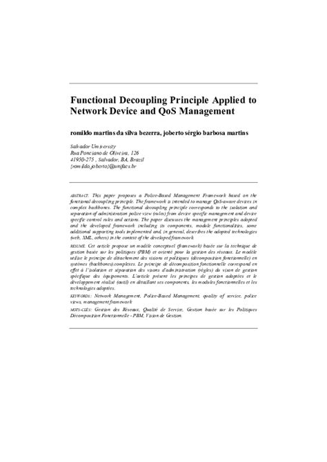 pdf functional decoupling principle applied to network device and qos