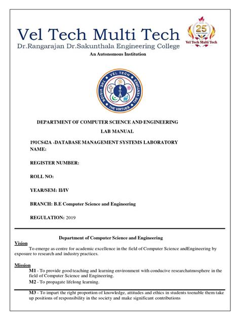 Dbms Lab Manual 1 Pdf Plsql Parameter Computer Programming