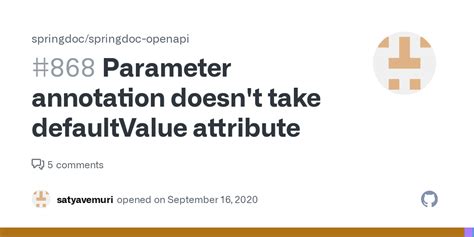 parameter annotation doesn t take defaultvalue attribute · issue 868 · springdoc springdoc