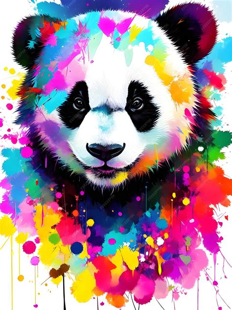 Premium Photo A Colorful Panda Painting With A Panda Head