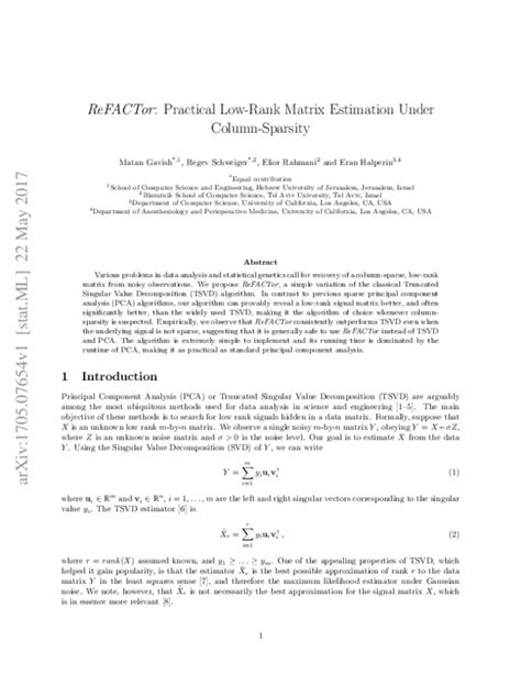 Pdf Refactor Enhanced Low Rank Matrix Recovery
