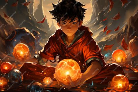 Premium Photo A Young Mage Surrounded By Floating Orbs Representing