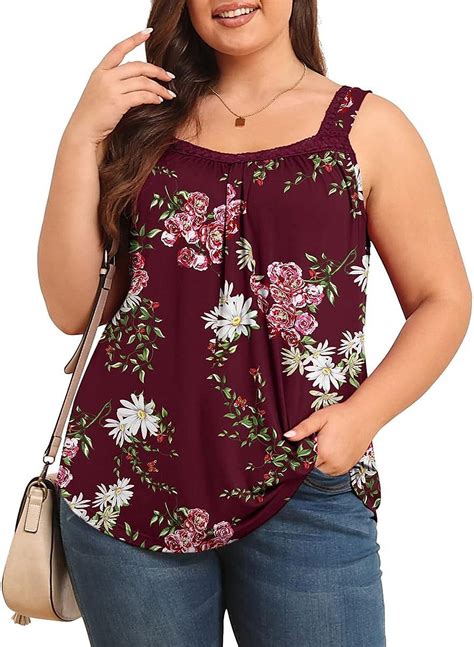 Daystry Plus Size Womens Lace Tank Tops Loose Fit Summer Sleeveless