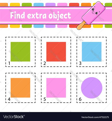 Find Extra Object Educational Activity Worksheet Vector Image