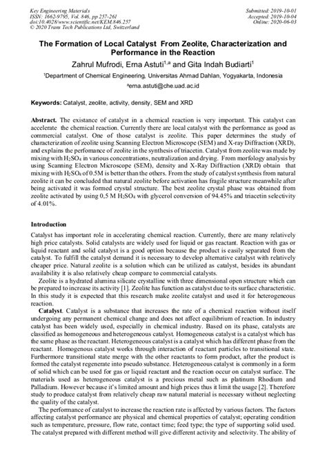 The Formation Of Local Catalyst From Zeolite Characterization And