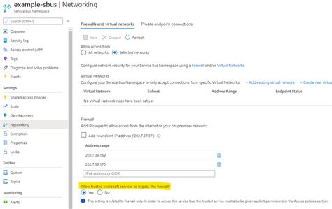 Support For Allow Trusted Microsoft Services In Service Bus Namespace Networking Restrictions