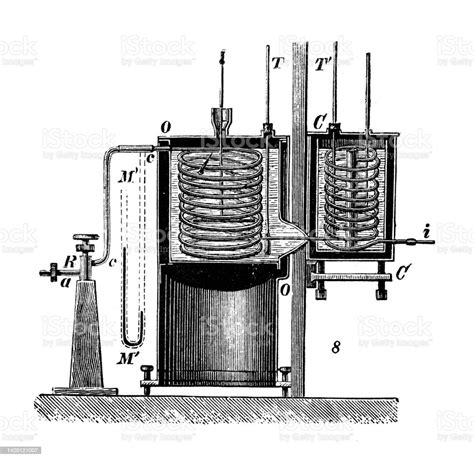 골동품 삽화 물리학 원리 및 실험 열 및 온도 특정 열 용량 실험 19세기에 대한 스톡 벡터 아트 및 기타 이미지 19세기 19세기 스타일 고풍스런 Istock